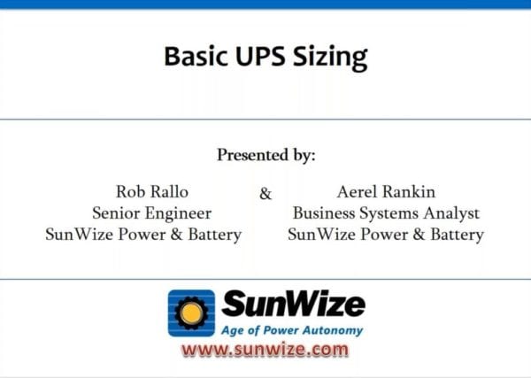 Intro to Battery Backup (UPS) System Sizing | SunWize | Power Independence